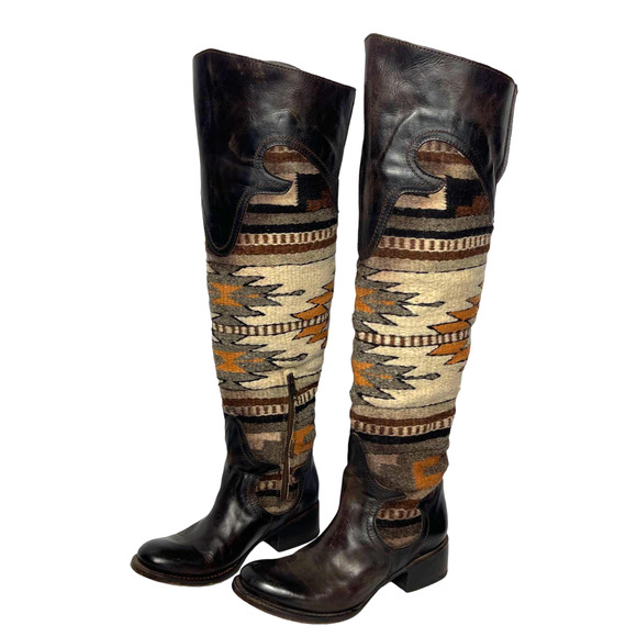Freebird by Steven | Shoes | Freebird Boots Womens 6 Sun Aztec Brown Leather Otk Over The Knee ...